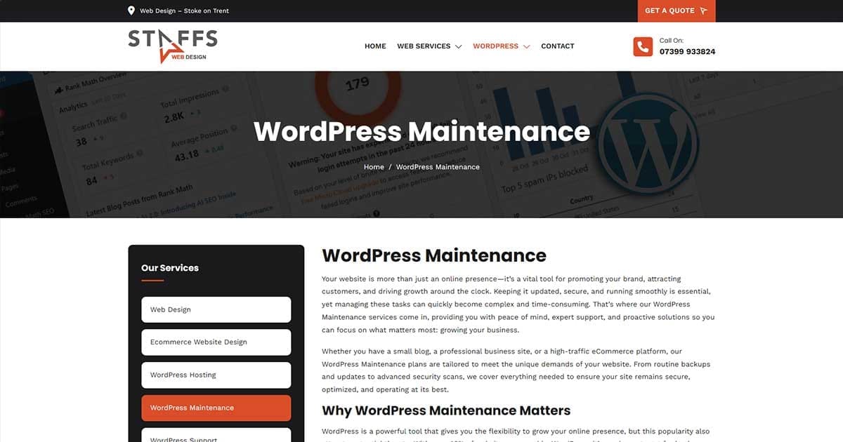 WordPress Maintenance Staffordshire: Speed & Security
